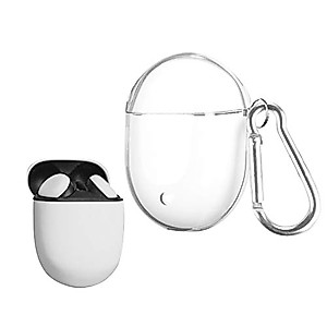 Geekria TPU Case Cover Compatible with Google Pixel Buds 2 True Wireless Earbuds Protective Charger Carrying Case, Wireless Earphones Skin Cover with Keychain Hook (Clear)