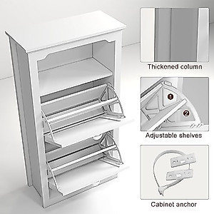 xiweot Shoe Cabinet for Entryway Slim : Hidden Shoe Storage Cabinet for Entryway White Shoe Cabinet Narrow Shoe Cabinet with Doors Wooden Storage Cabinet Slim Shoe Cabinet