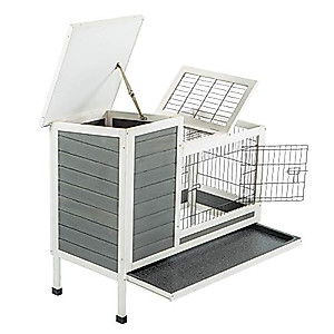 Aoxun Rabbit Hutch - Hutch Bunny Cage Pet House for Small Animals Guinea Pig with Ventilation Door & Legs Removable Tray Indoor/Outdoor Waterproof