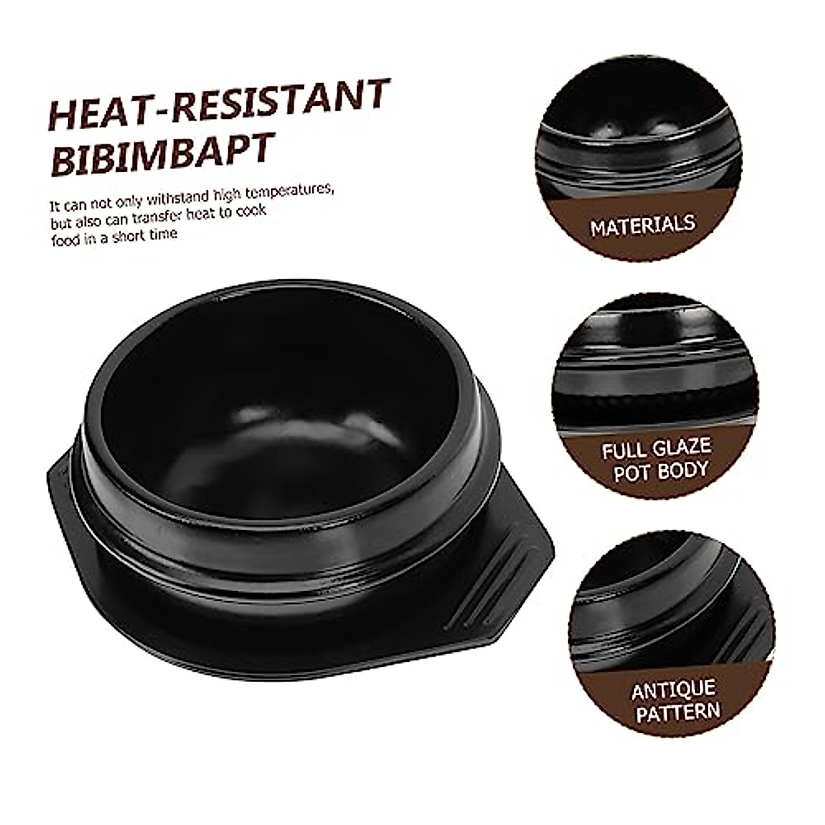 Operitacx 1 Set Stone Pot for Bibimbap Stainless Steel Stock Pot Soup Bowl with Lid Nonstick Cookware Hot Pot Casserole Korean Pot Korean Dolsot Bowls Ceramic Cookware Ceramic Kitchenware