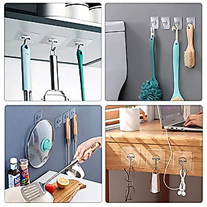 Znben Adhesive Hooks, Reusable Utility Hooks Heavy Duty 13LB Wall Hooks Transparent Seamless Hooks Waterproof and Oil Proof for Kitchen Bathroom Ceiling Office Window 10 Pack