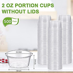 Gerrii 500 Count Plastic Souffle Cups Disposable Portion Cups Without Lid Condiment Cups Small Sauce Cups Clear Mini Plastic Containers for Portion Control Meal Sample Dressing (2 oz)