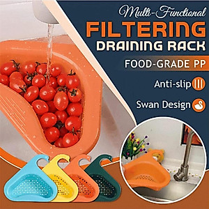 Swan Drain Basket for Kitchen Sink, 2Pcs Triangle Sink Drain Rack Kitchen Sink Strainer Basket, Multifunctional Kitchen Triangular Sink Filter, Fits Sinks (1PC, Green)