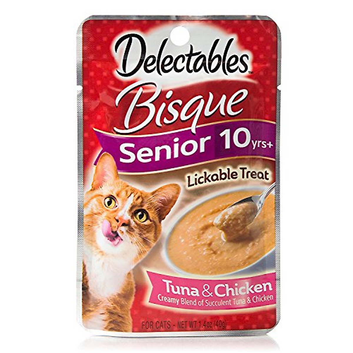 "Hartz Delectables Senior Bisque Lickable Cat Treats - Tuna/Chicken 4 Pouches"