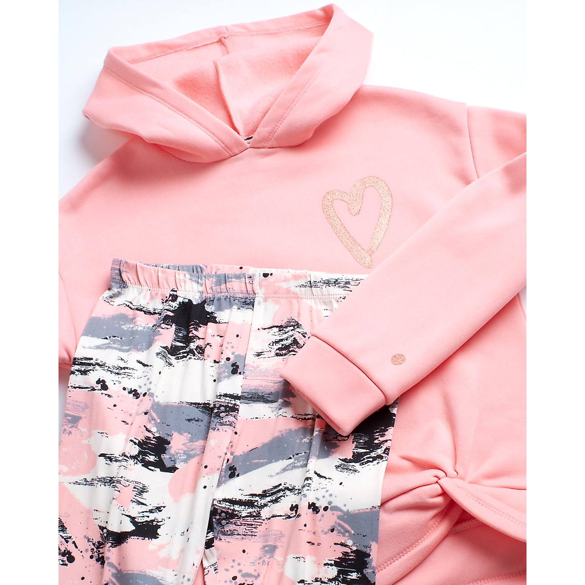 RBX Girls' Active Sweatsuit - 2 Piece Fleece Crop Pullover Hoodie Sweatshirt and Yoga Leggings - Clothing Set for Girls, 7-16, Size 7-8, Pale Rose