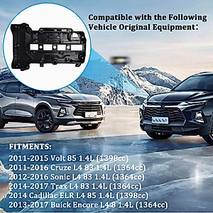 Nifeida 264-968 Engine Camshaft Valve Cover w/Gasket Bolts Oil Filler Cap for 2011-2019 Cadillac ELR Buick Encore Volt Sonic Trax Cruze Limited 1.4L Replace# 25198874 55573746 25198498 25198877