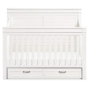 NAMESAKE Wesley Farmhouse 4-in-1 Convertible Storage Crib in Heirloom White, Greenguard Gold Certified