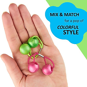 Expressions 24pc Ponytail Ball Hair Elastics Collection,Brightly Colored Marble Finish Twin Bead Ponytail Balls For Girls And Toddlers