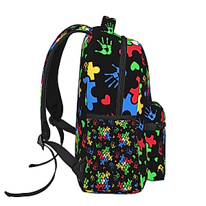 Qurdtt Autism Awareness Backpack School Bag Student Bookbag Travel Hiking Camping Daypack for Girls Boys Adults