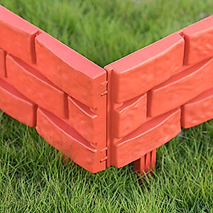 Gardenised Outdoor Brick Stone Gate Lawn Edging Pack of 8, Red