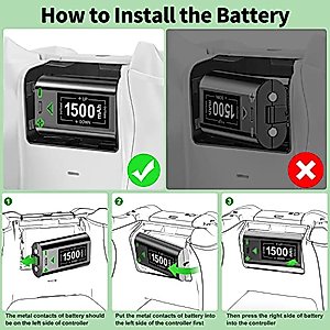 Rechargeable Battery Pack for Xbox Controller, 4 Packs 1500mAh Rechargeable Controller Battery Pack for Xbox Series X/S/One X/S/Elite/Core Controllers, Charger Station for Xbox Controller Battery Pack