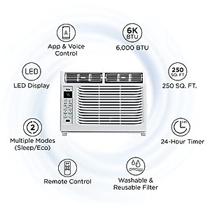 TCL 6W9ER1-A Smart App & Voice Control Window Air Conditioner, 6,000 BTU, White