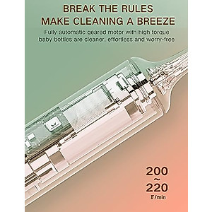 Bottle Spark Bottle Cleaner, Electric Silicone Bottle Brush Set, Bottle Cleaning Brush for Bottles, Baby Bottles, Sports Bottle, Vase, Glassware, Smaller Diameter Bottle Openings (Green)