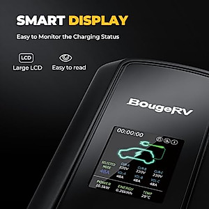 BougeRV Portable 48 Amp EV Charger Level 2, 240V, NEMA14-50P, 11.52KW Max Output with Adjustable Current and Charging Schedule, Plug-in Electric Vehicle Charging Cable with 25Ft for Indoor/Outdoor Use
