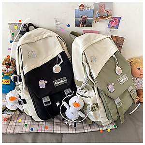 Zhousanjian Fashion Kawaii Backpack with Cute AccessoriesLarge Capacity Kawaii Girl Backpack Cute Aesthetic Backpack for School (black,one size) …