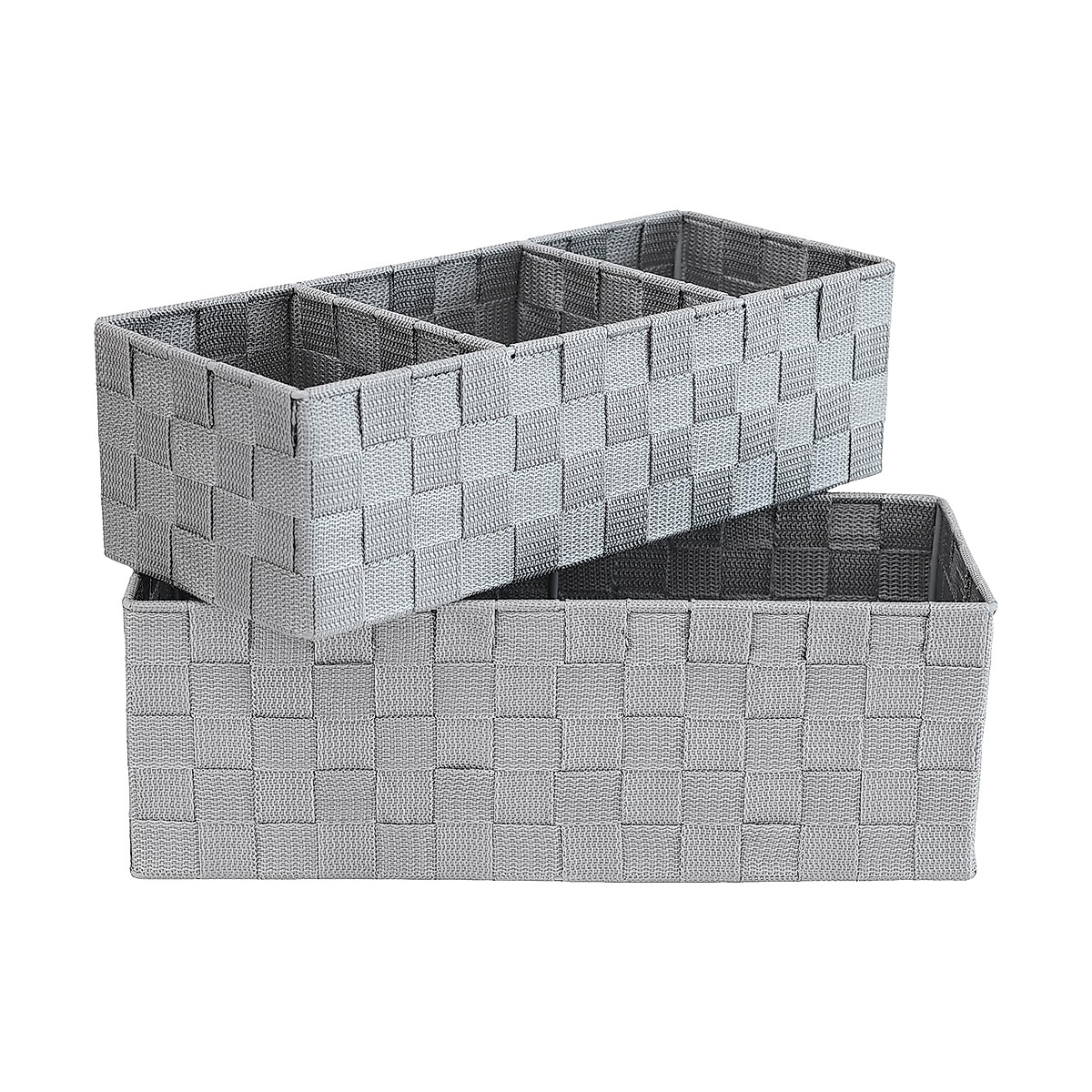 ArcaGuru Bathroom Baskets Organizer, Toilet Tank Baskets Organization Containers Woven Small Basket Decor Storage Holder for Organizing Dresser Bathroom Countertop, Set of 2 (Light Gray)