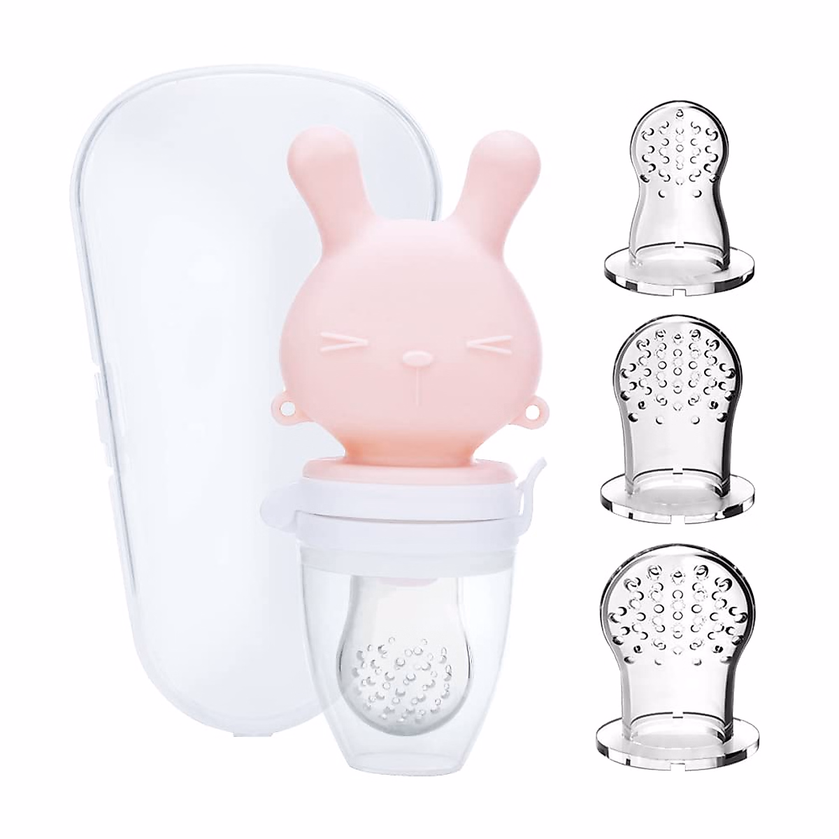 WYSLP Baby Silicone Fruit Food Mesh Feeder Pacifier-Teething Toys for Babies 0-3-4-6-12-18 Months,Self-Feeding Soft Teether Utensils,Infant Toddler Kids Girls Boys,Pink