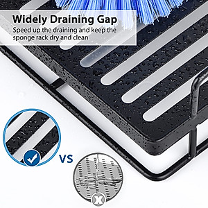 Wetheny Kitchen Sponge Holder-Kitchen Sink Caddy Organizer with Drain Pan 304 Stainless Steel for Sponges, Cleaning Cloth, Scrub Brush, Dish Soap and Hand Sanitizer ( Black )