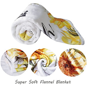 Yoothy Sunflower Baby Monthly Milestone Blanket Girl, Floral Newborns Month Blanket Gift for Baby Shower, Soft Plush Photo Prop Blanket, Wreath &Headband Included, 45''x40''