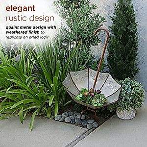 Alpine Corporation 36" Tall Outdoor Rustic Upside Down Umbrella Garden Stake and Planter