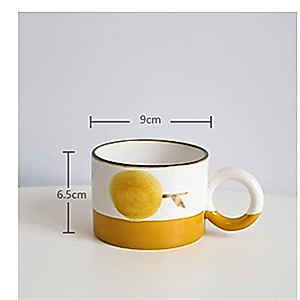 PSVOD Orange Strawberry Pattern Mug Hand-Painted Ceramic Coffee Mug Milk Coffee Cup Breakfast Cup Household Water Cup Couple Cup