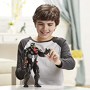 Spider-Man Maximum Venom Titan Hero Venom Action Figure, Inspired by The Marvel Universe, Blast Gear-Compatible Back Port, Ages 4 and Up, Black