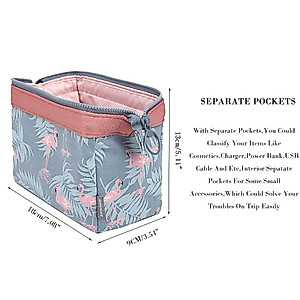 Makeup Bag/Travel Cosmetic Bags/Brush Pouch Toiletry Kit Fashion Women Jewelry Organizer with Zipper Flamingo Make-up Carry Case Pencil Holder Portable Cube Purse (Light Blue)