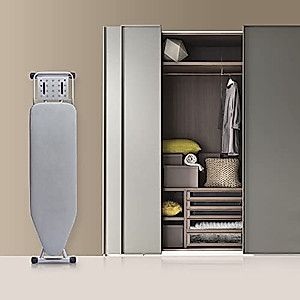 BKTD Ironing Board, Heat Resistant Cover Iron Board with Steam Iron Rest, Non-Slip Foldable Ironing Stand. Heavy Sturdy Metal Frame Legs Iron Stand(13 * 34 * 53 Inches) Silver Gray Color