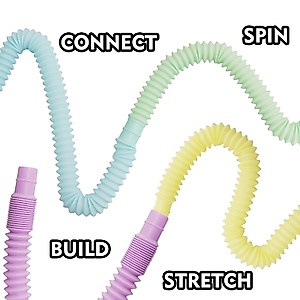 TIBDALA Pop Tubes Sensory Toys, 12 Pack Fine Motor Skills & Learning Toys Autism Sensory Fidget Toys, Party Favors Christmas Stocking Stuffers for Kids