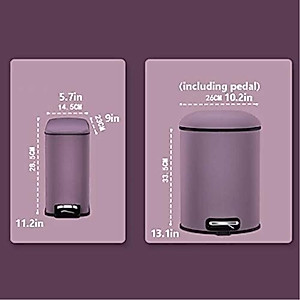 Trash Bin Trash Can Wastebasket Stainless Steel Garbage Can for Bedroom Foot-Operated Purple Trash Can with Lid Paper Basket Garbage Can Waste Bin (Color : Purple, Size : 26 * 33.5cm)