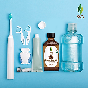 SVA Clove Bud Essential Oil Organic – 4 Fl Oz – 100% Natural Organic Clove Oil - for Diffuser, Hair Care, Face, Skin Care, Aromatherapy, Scalp and Body Massage, Soap and Candle Making - with Dropper