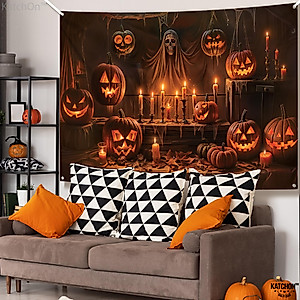 KatchOn, XtraLarge Spooky Halloween Backdrop - 72x44 Inch | Halloween Pumpkin Banner for Pumpkin Halloween Decorations | Halloween Photo Backdrop | Halloween Banner for Halloween Party Decorations