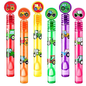 24PCS Tractor DIY Bubble Wands Party Favor 96PCS Stickers for Goodie Bag Fillers Pinata Stuffers, Mini Bubble Bulk Farm Birthday Party Supplies Toys Gifts Class Prizes Toddlers Boys Girls