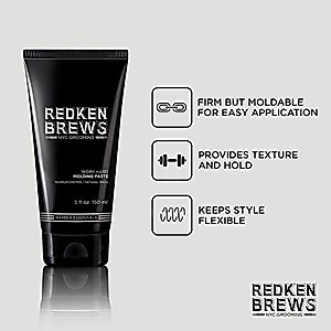 Redken Brews Molding Paste For Men, High Hold, Natural Finish, For all Hair Types, 5 Fl. Oz.