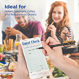 Server Note Pads [10 Books] - Guest Checks Notepad for Waiter Waitress Servers, Commercial Check Pads with Guest Receipt for Restaurants Food Order, 50 Sheets/Pad