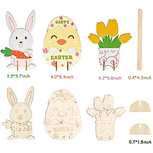 MALLMALL6 60Pcs Easter Wooden DIY Art Crafts for Kids Early Learning Painting Kits Unfinished Art Project Preschool Classroom Activities Painting Your Own Ornaments Party Gifts Decor for Tree Home