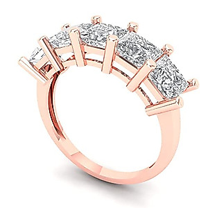 2.5 ct Princess Cut Clear Simulated Diamond 14k Rose Gold Eternity Wedding Engagement Promise anniversary Band Sz 4.5