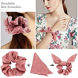 Jaciya Satin Silk Scrunchies for Women Hair Scrunchies for Women's Hair Bow Scrunchie Holder Hair Ties for Girls Pony Tails Hair Ties for Thick Hair No Damage