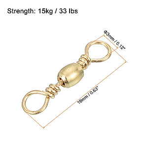 PATIKIL Fishing Barrel Swivel, 30Pcs 33lb Carbon Steel Solid Ring Terminal Tackle, Golden