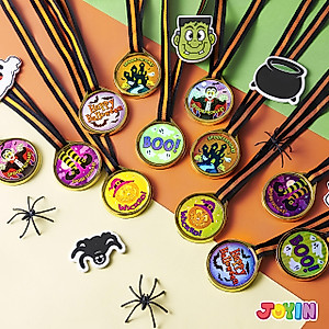 JOYIN 24 PCS Halloween Medal Trophies and Trophy Ribbons for Halloween Award Party Celebration and Spooky Contest Rewards, Halloween Party Favors for Kids, Carnival Game Prizes