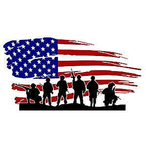 Amaonm Removable Vinyl American Flag and Soldier Wall Decal USA Flag Wall Stickers Peel Stick Art Decor for Classroom Kids Bedroom Teens Nursery Living Room Playroom Offices Wall Decoration (Flag)