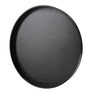 Fdit Round Wood Serving Tray, Wooden Plate Tea Food Server Dishes Water Drink Platter 12.99 inch Black