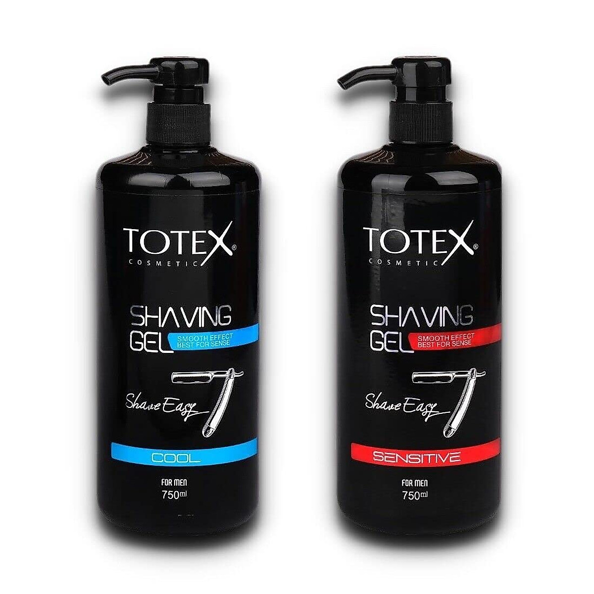 Totex Cool Shaving Shave Gel Professional Formula Sensitive Smooth Effect Best For Sense With Pump Easy Economical Use For Men & Women 750 ml
