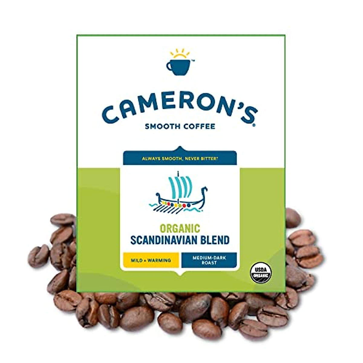 Cameron's Coffee Organic Scandinavian Blend Whole Bean Coffee, Medium-Dark Roast, 100% Arabica, Bulk, 4-Pound Bag, (Pack of 1)