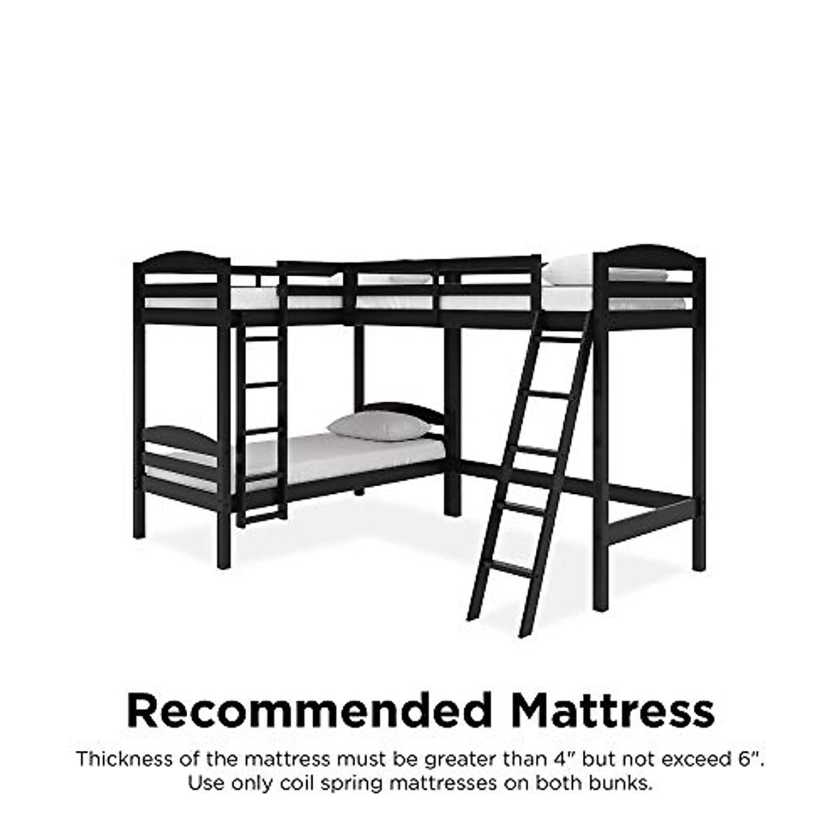 DHP Dorel Living Clearwater Triple Wood Bunk, Twin Size, Black Bed