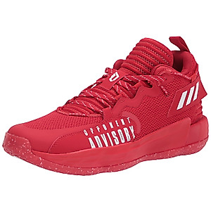 adidas Unisex Dame 7 Extply Basketball Shoe, Scarlet/White/Silver Metallic, 10 US Men