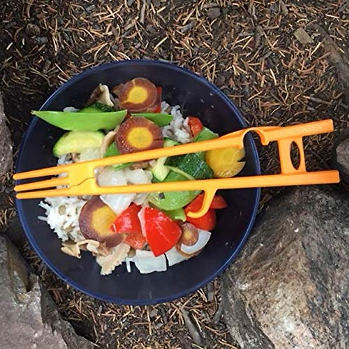 fusionstix, the reusable, BPA free, dishwasher safe, fork chopstick combo utensil flatware for home kitchen, camping, backpacking, picnics, outdoor activities, or eating on the go (Watermelon)