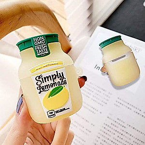 Compatible with Airpods 2&1 Case, 3D Silicone Lemon Funny Cute Cartoon Shockproof Protective Cases Cover Skin Shell for Girls Boys Kids Teens Women Men Pods 1&2