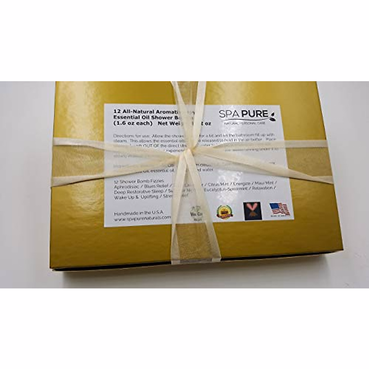 Spa Pure Aromatherapy Shower Bombs: Gold Box Rejuvenating Steamers Tablets, Bomb, Vaporizing Soothers Bath Melt for Women, Men, Organic (12 Count) Pack of 1