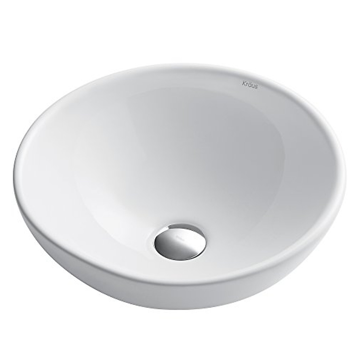 Kraus KCV-141 White Round Ceramic Bathroom Sink 15.7 Inch